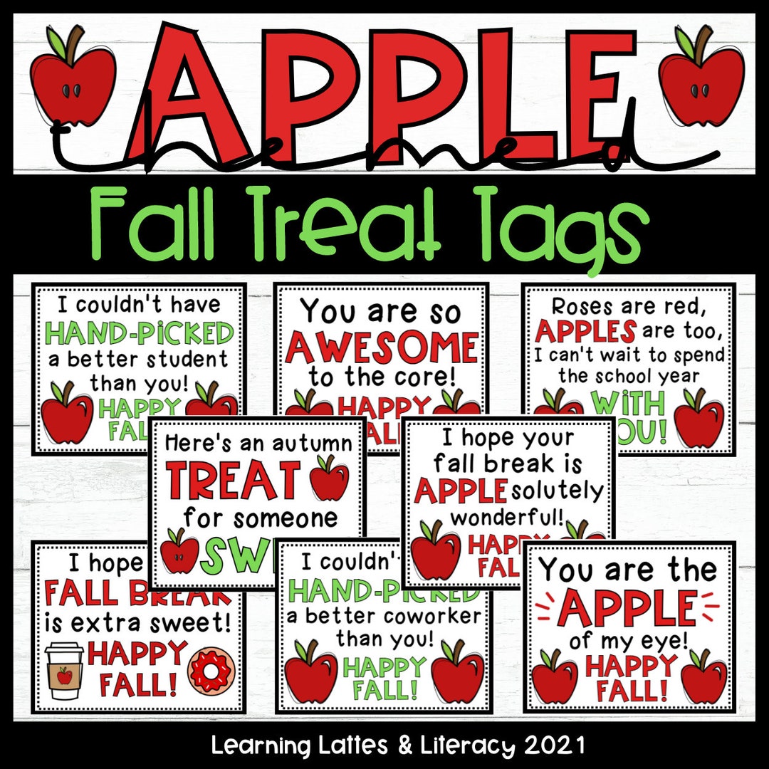 Apple Fall Treat Tags: Student/teacher Gift Tags (PDF) - Etsy