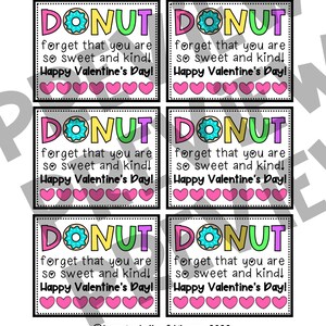 Valentines Day Gift Tags Donut Treat Tags Student Valentine Tags ...