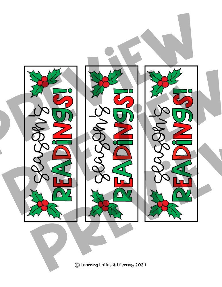 Christmas Bookmarks for Students Holiday Bookmarks Merry - Etsy