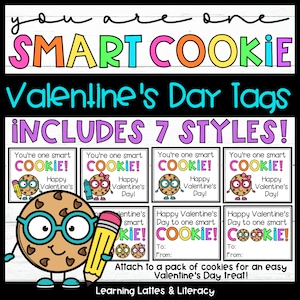 Valentines Day Gift Tags One Smart Cookie Treats Student Valentine Tags ...