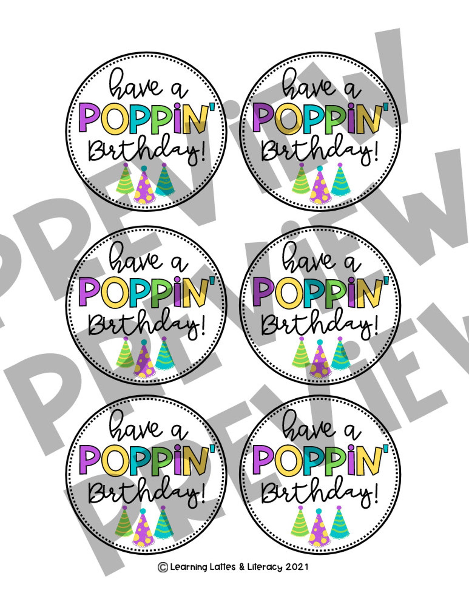 Poppin' Birthday Gift Tags: Student/teacher DIY (digital Download) - Etsy