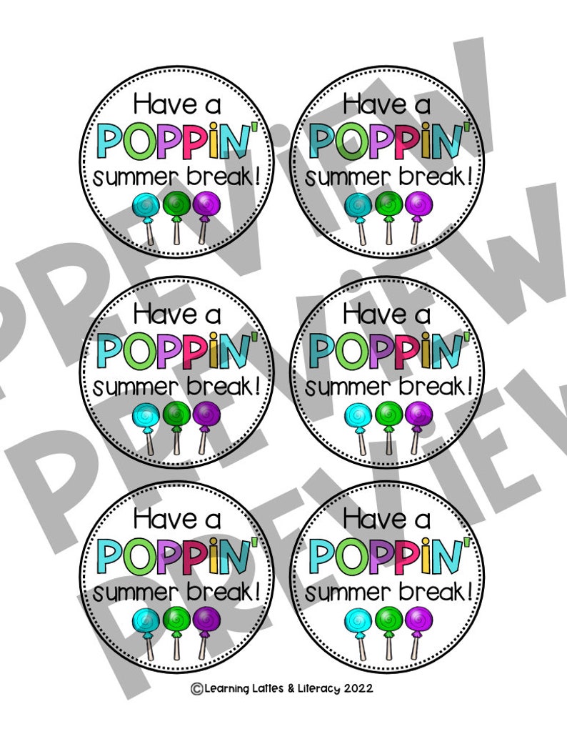 Poppin Summer Gift Tags Poppin End of School Year Popsicle - Etsy