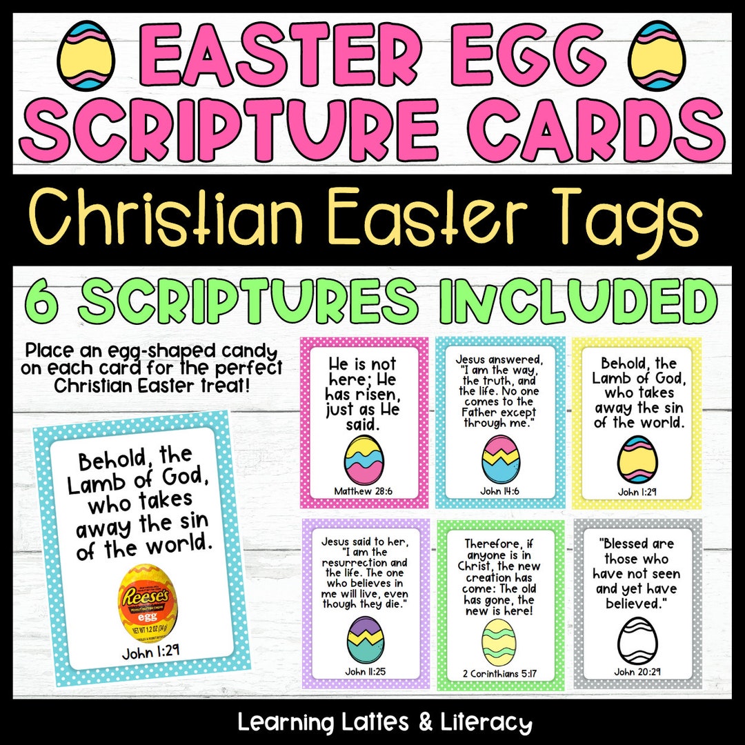 Christian Easter Gift Tags | He is Risen Easter Egg Scripture Gift Tags ...