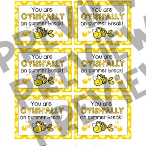 Summer Break Goldfish Student Gift Tags Ofishally Summer Goldfish Treat ...