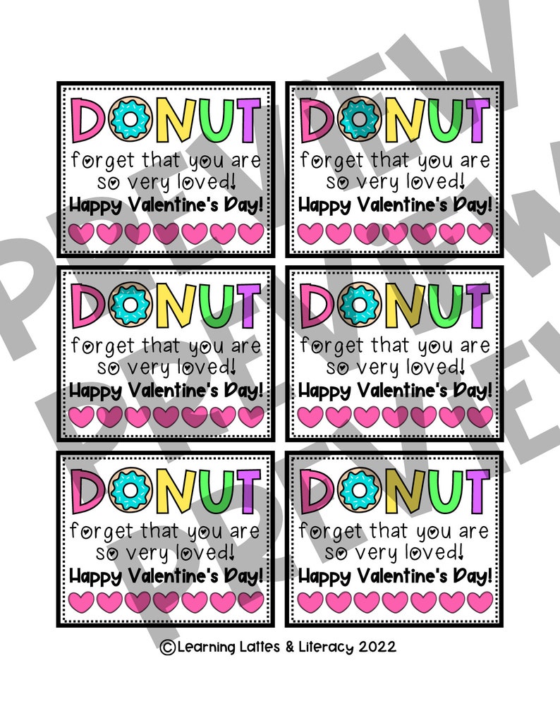 Valentines Day Gift Tags Donut Treat Tags Student Valentine - Etsy