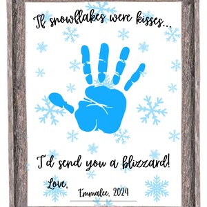 Snowflake Kisses Handprint Craft Template: Winter Keepsake (digital ...