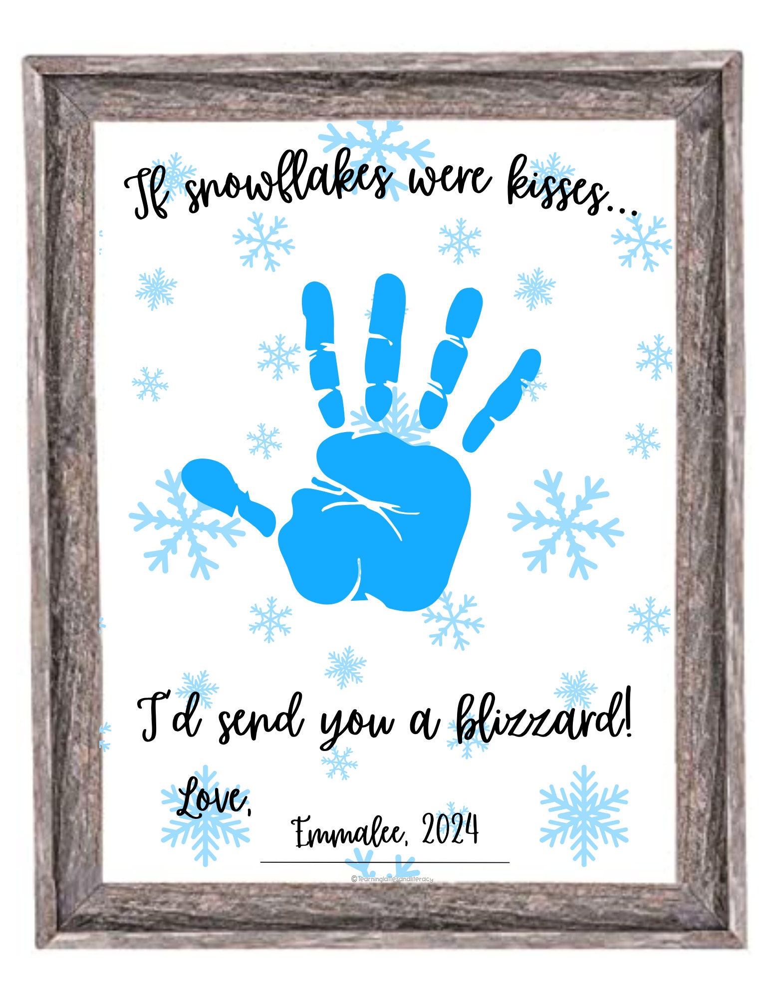Snowflake Kisses Handprint Craft Template Winter Preschool and ...