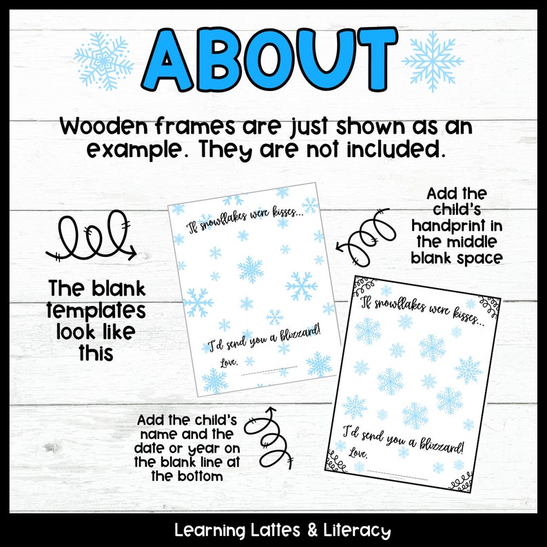 Snowflake Kisses Handprint Craft Template: Winter Keepsake (digital ...