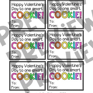Smart Cookie Valentine's Day Gift Tags, 7 Styles (digital Download) - Etsy