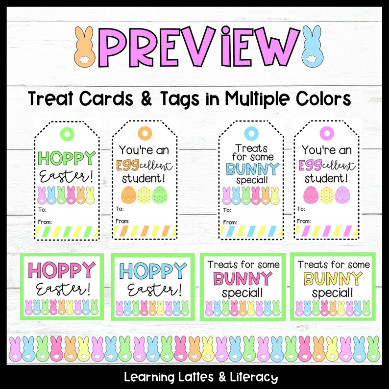 Easter Gift Tags Spring Treat Tags Bunny Treat Tags Bag Toppers Easter ...