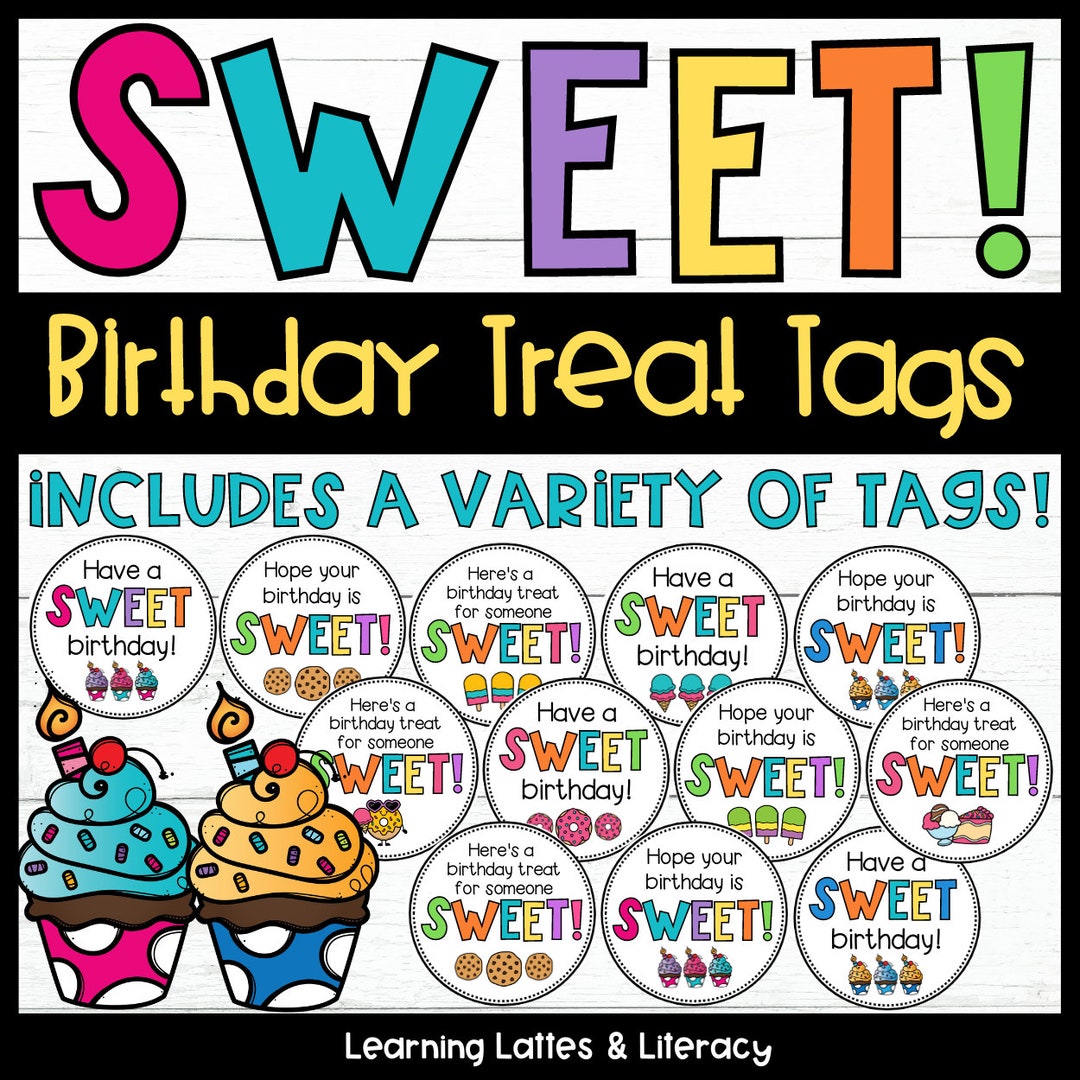 Student Birthday Treat Tags Sweet Birthday Gift Tags Back to School ...