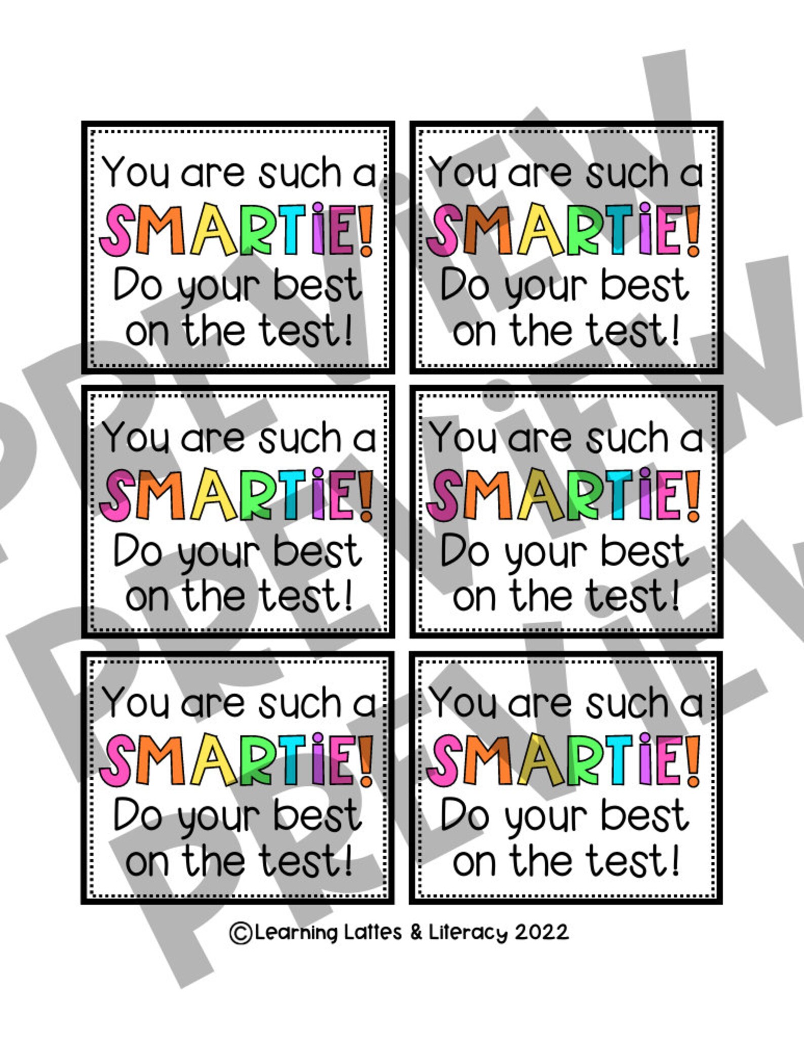 Testing Motivation Gift Tags: Teacher Student Candy Treat (digital ...