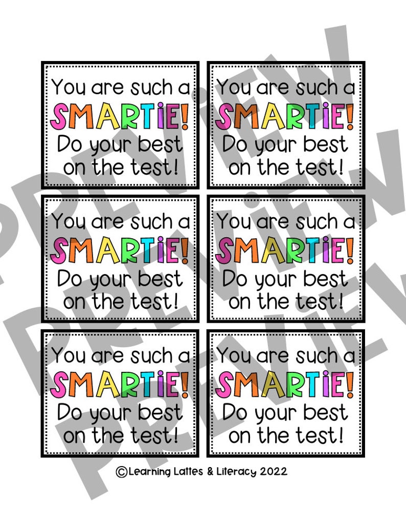 Testing Motivation Gift Tags: Teacher Student Candy Treat (digital ...