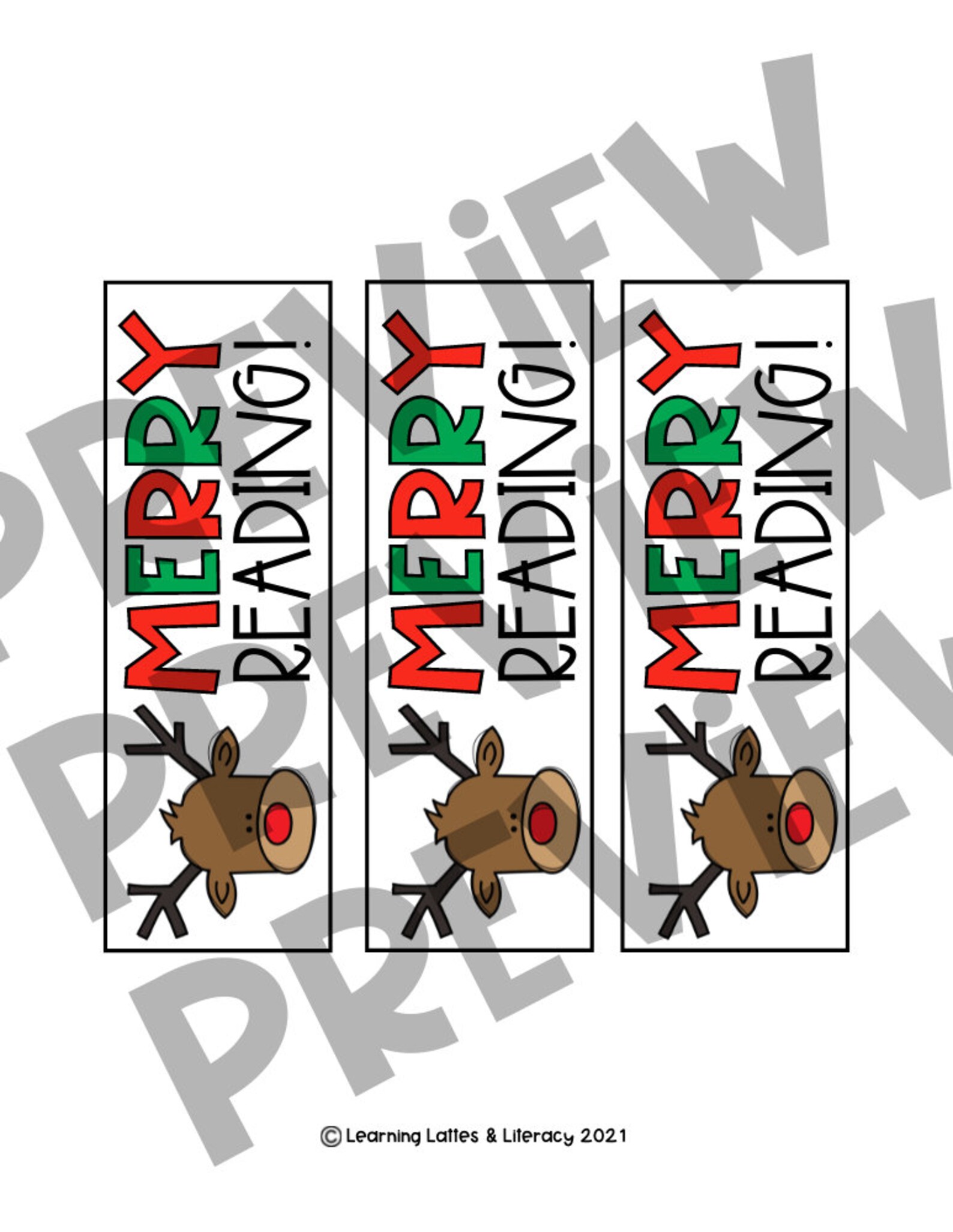 Christmas Bookmarks for Students Holiday Bookmarks Merry Reading ...