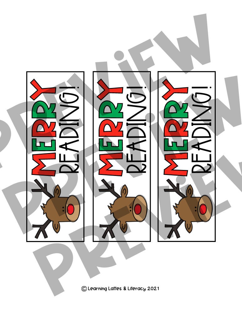 Christmas Bookmarks for Students Holiday Bookmarks Merry - Etsy