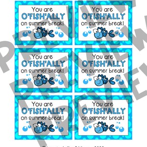 Summer Break Goldfish Student Gift Tags Ofishally Summer Goldfish Treat ...