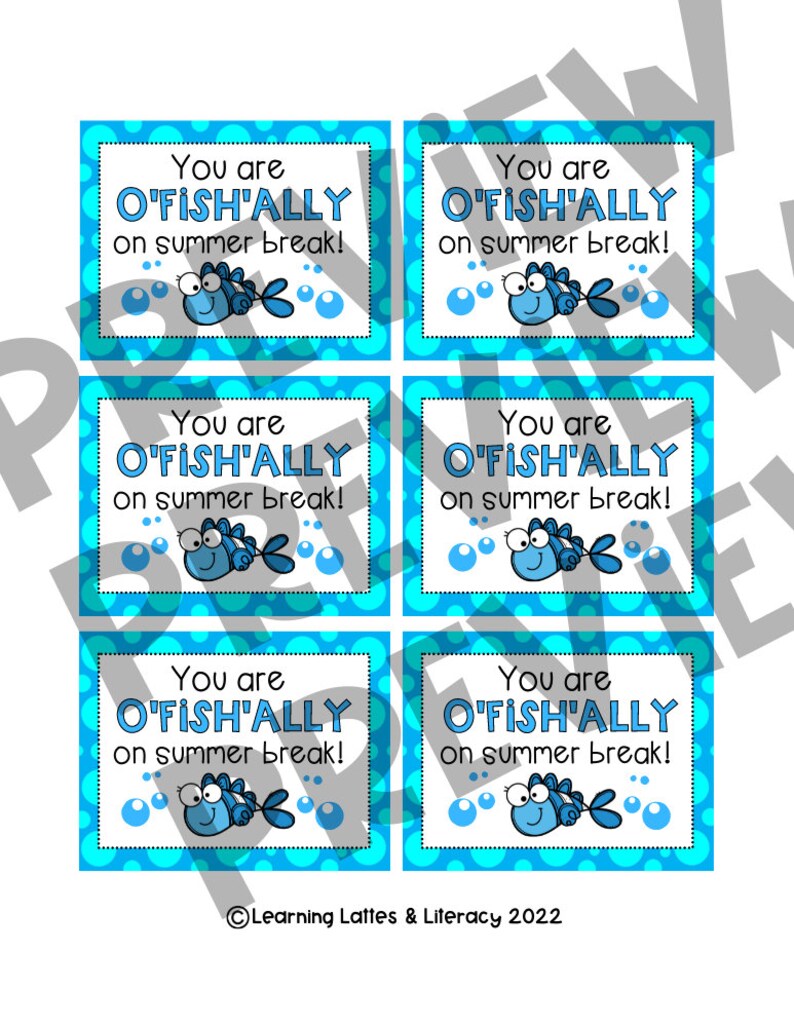 Summer Break Goldfish Student Gift Tags Ofishally Summer Goldfish Treat ...