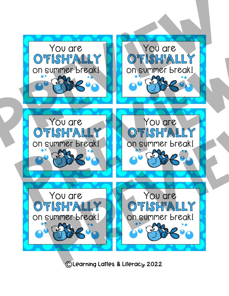 Summer Break Goldfish Student Gift Tags Ofishally Summer - Etsy