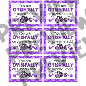 Summer Break Goldfish Student Gift Tags Ofishally Summer Goldfish Treat ...