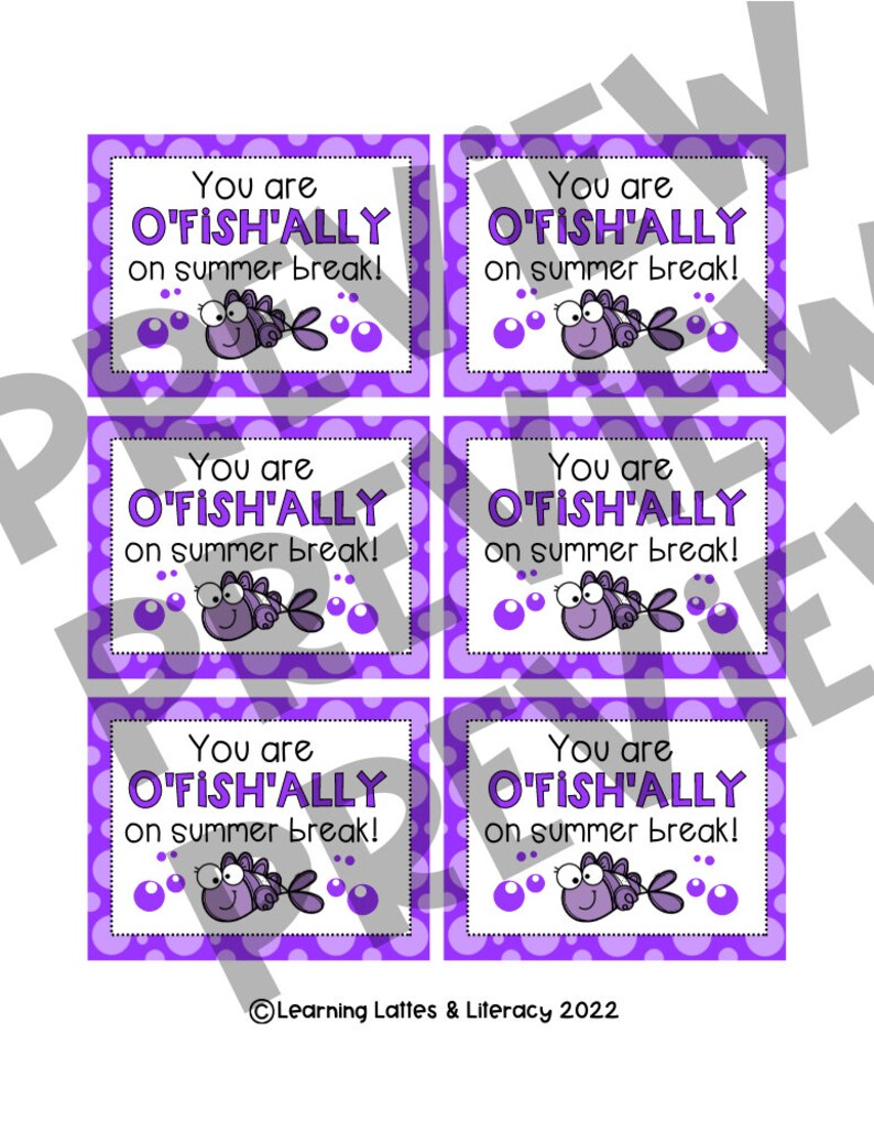 Summer Break Goldfish Student Gift Tags Ofishally Summer Goldfish Treat ...