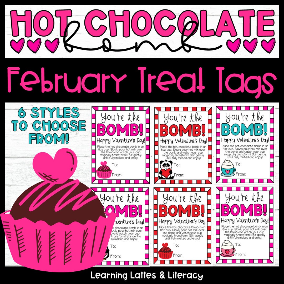 Valentine's Day Hot Chocolate Bomb Treat Tags Hot Cocoa Valentine's Day ...