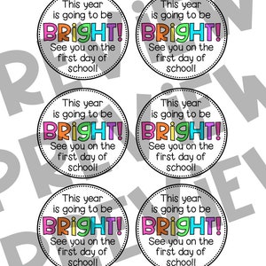 BRIGHT Back to School Gift Tags Treats Welcome Bright Year Grades Prek ...