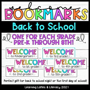 Welcome Back to School Bookmarks: Prek-8 Student Gift Tags (digital ...