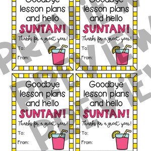 Teacher Appreciation Gift Tags Goodbye Lesson Plans Hello Suntan End of ...
