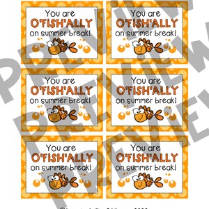 Summer Break Goldfish Student Gift Tags Ofishally Summer Goldfish Treat ...