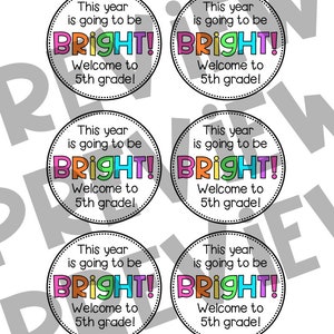 BRIGHT Back to School Gift Tags Treats Welcome Bright Year Grades Prek ...