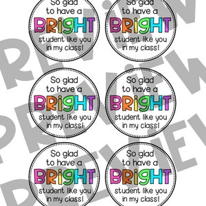 BRIGHT Back to School Gift Tags Treats Welcome Bright Year Grades Prek ...