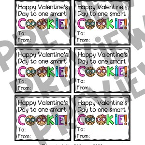 Smart Cookie Valentine's Day Gift Tags, 7 Styles (digital Download) - Etsy