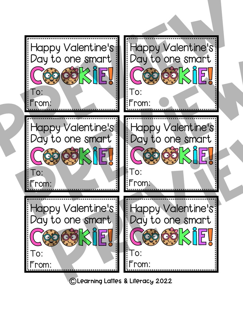 Smart Cookie Valentine's Day Gift Tags, 7 Styles (digital Download) - Etsy