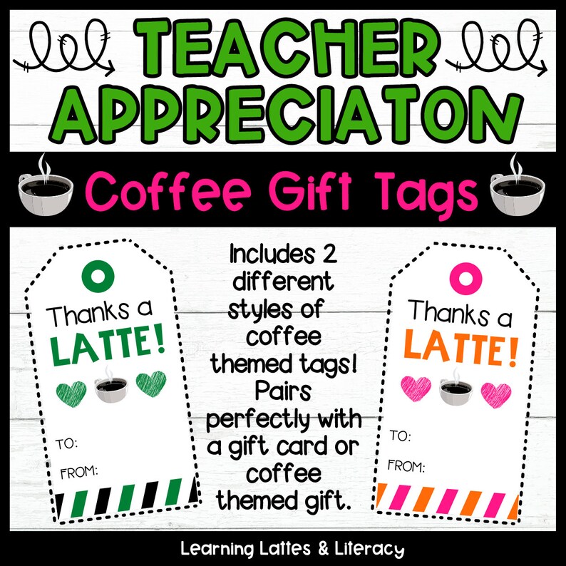 Teacher Appreciation Coffee Gift Tags Starbucks Gift Tag - Etsy