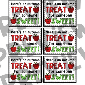 Apple Fall Treat Tags: Student/teacher Gift Tags (PDF) - Etsy