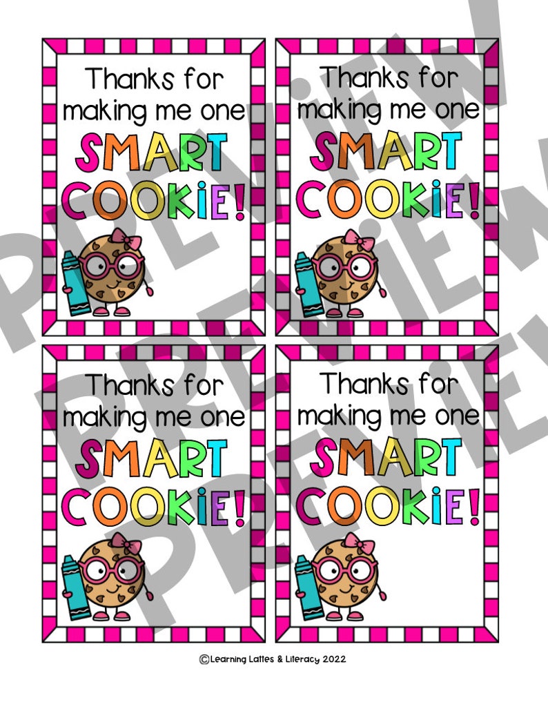 Teacher Appreciation Cookie Tags One Smart Cookie Teacher End - Etsy