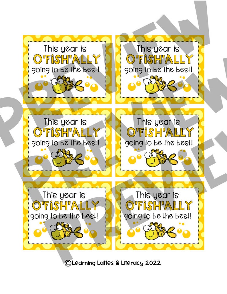 Back to School Goldfish Student Gift Tags Ofishally Goldfish - Etsy