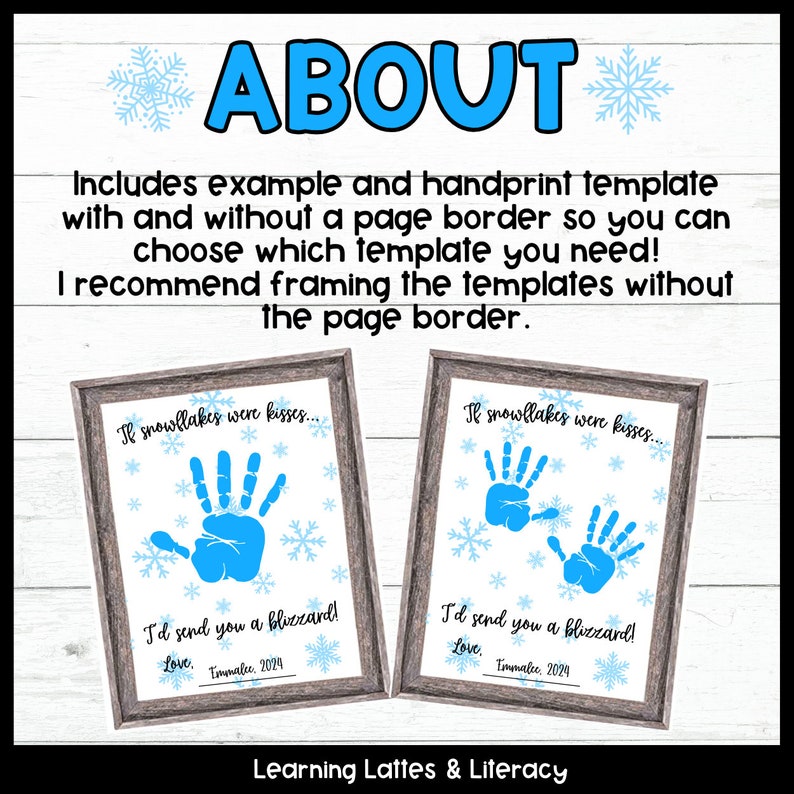 Snowflake Kisses Handprint Craft Template: Winter Keepsake (digital ...