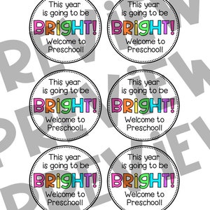 BRIGHT Back to School Gift Tags Treats Welcome Bright Year Grades Prek ...