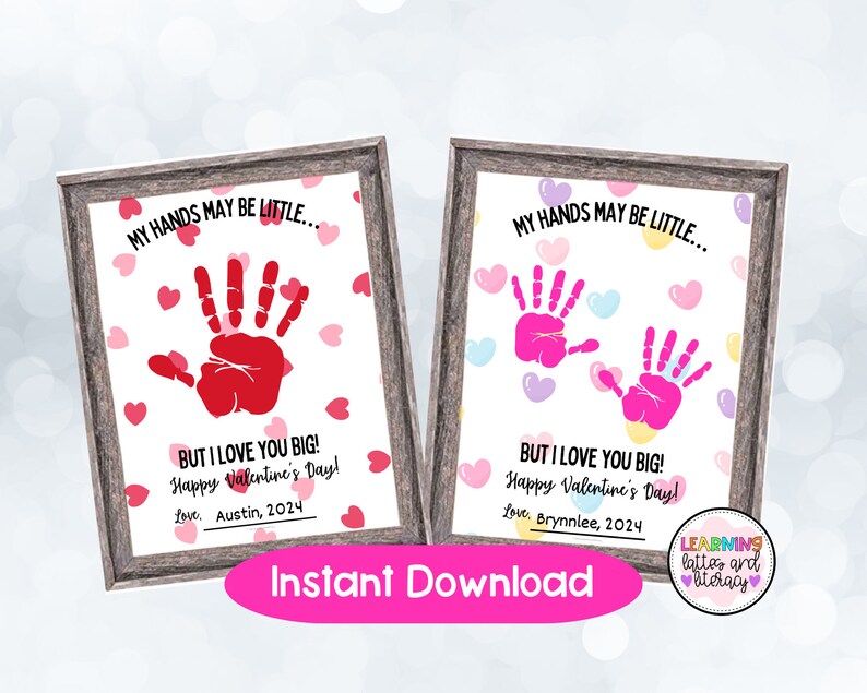 Valentine's Day Handprint Craft Template February Preschool and ...