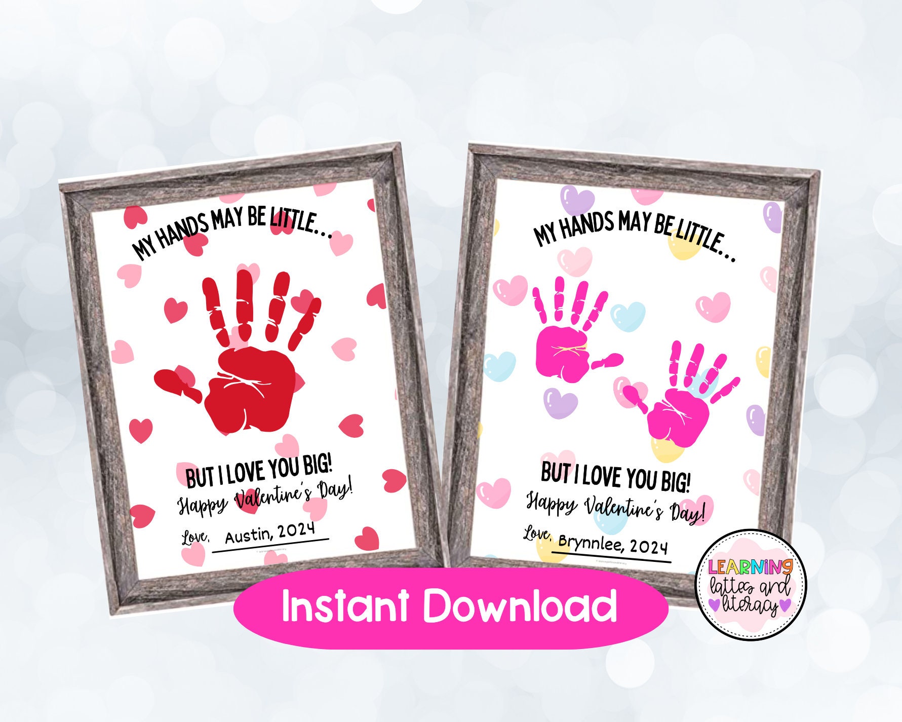 Valentine's Day Handprint Craft Template February Preschool and ...