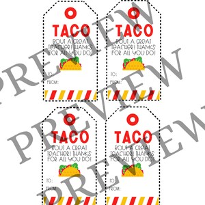 Teacher Appreciation Taco Gift Tags End of School Taco Bout A - Etsy
