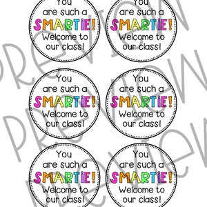Smartie Gift Tags for Students Fun Back to School Welcome Smarty Grades ...