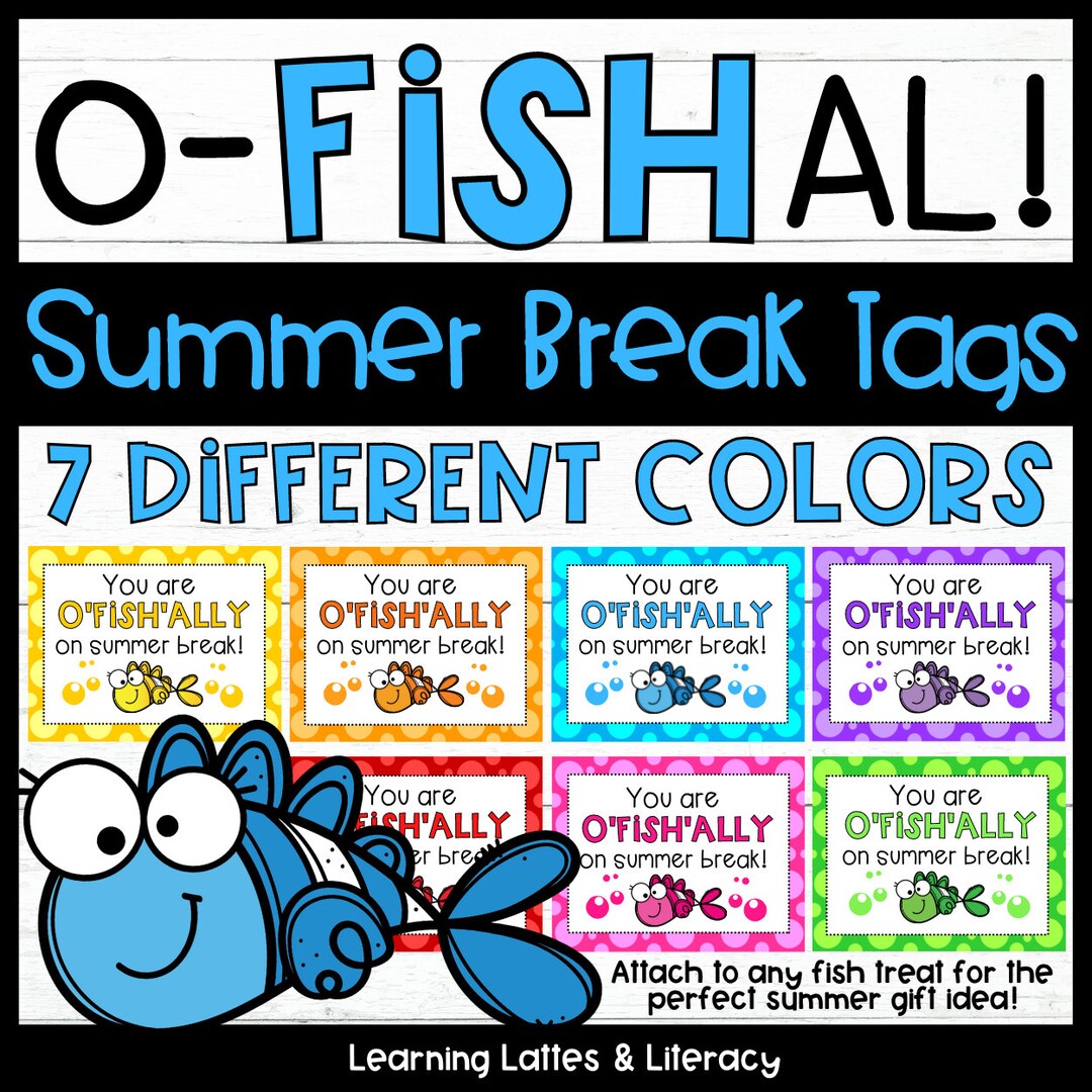 Summer Break Goldfish Student Gift Tags Ofishally Summer Goldfish Treat ...