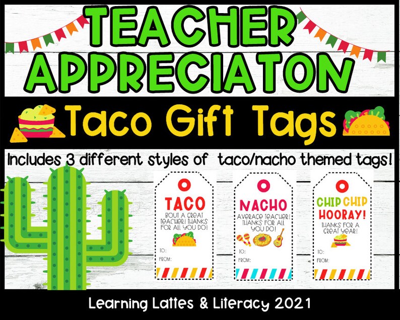 Teacher Appreciation Taco Gift Tags End of School Taco Bout A - Etsy