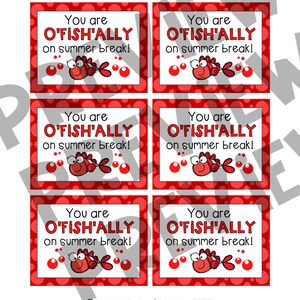 Summer Break Goldfish Student Gift Tags Ofishally Summer Goldfish Treat ...