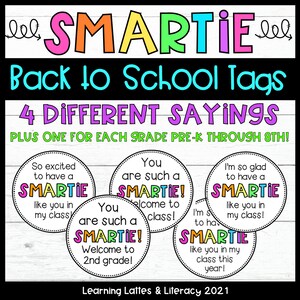 Smartie Gift Tags for Students Fun Back to School Welcome Smarty Grades ...