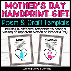 Mother's Day Handprint Craft & Poem Template Printable Mother's Day ...