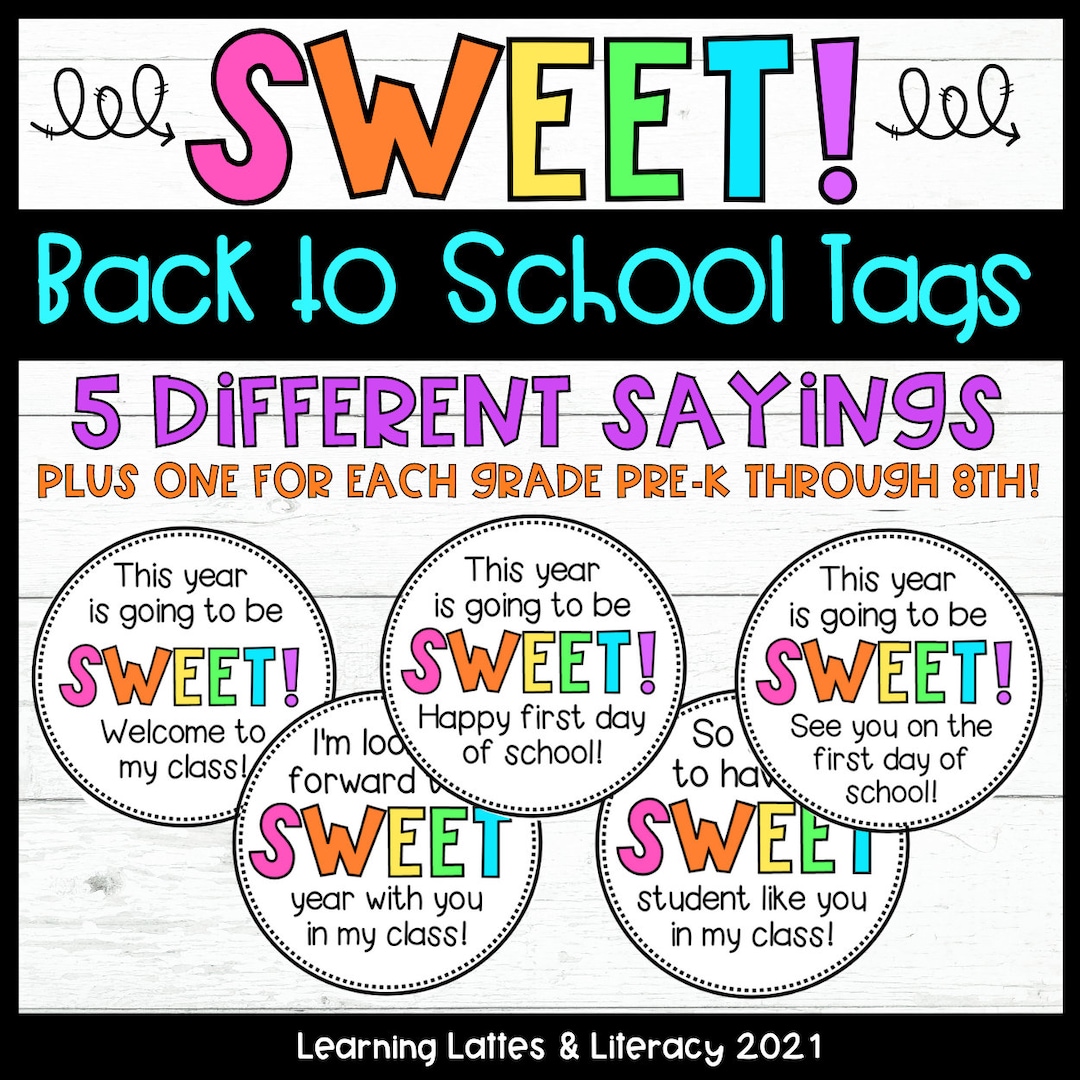 Sweet Treat Back to School Gift Tags: Grades Prek-8 (PDF Download) - Etsy