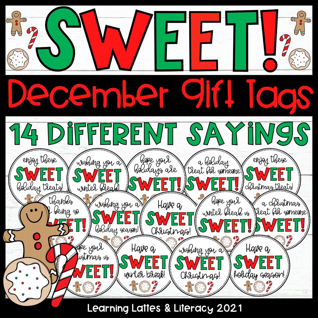 Christmas Cookie Gift Tags Teacher Christmas Gift Tags Sweet Christmas ...